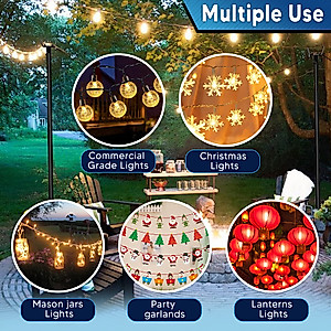 APEX LIFE String Light Poles for Outdoor Deck or Patio | 2 Pack 9FT | Black Powdered Steel Pole for Lights 5-Prong + Flat Base Options | Great for Wedding Garden Cafe Party Backyard