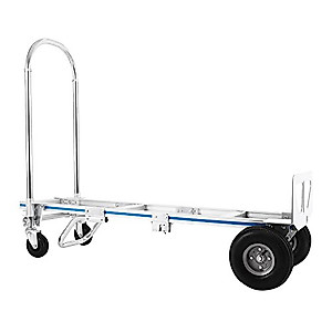 SmarketBuy Aluminum Hand Truck 1000LBS Capacity 2 in 1 Heavy Duty Hand Truck Convertible Folding with Nose Plate 4 Wheels Hand Truck Dolly