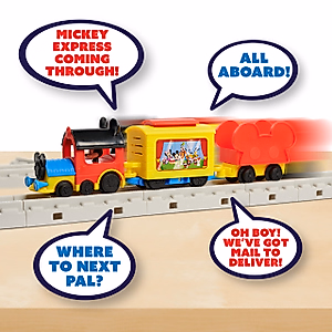 Disney Junior Mickey Mouse Around Town Track Set, 35-piece Remote Control Toy Train, Officially Licensed Kids Toys for Ages 3 Up, Amazon Exclusive