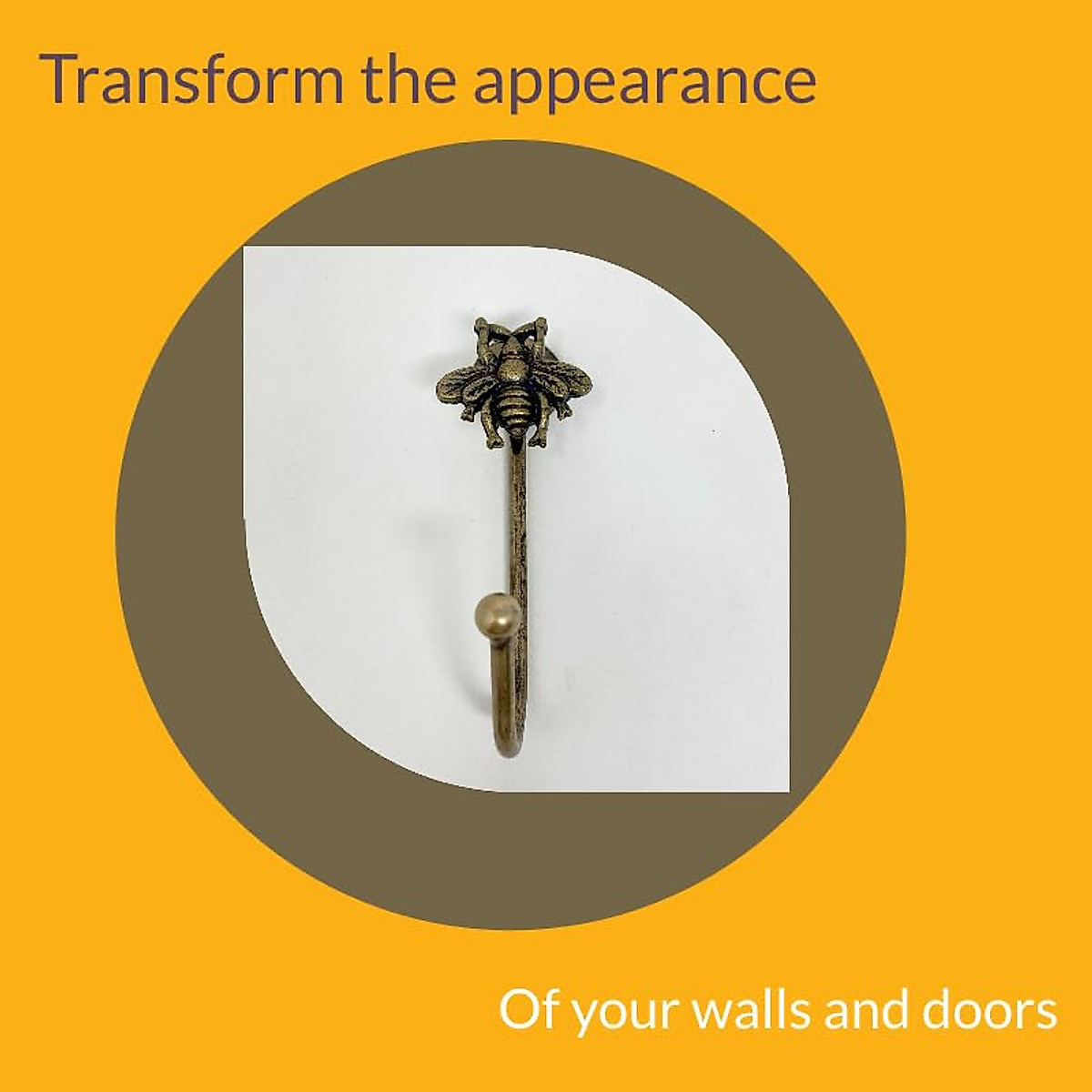 Knobs By Blossom Vintage Antique Brass Iron Wall Hooks Tie Backs Bronze Handmade Metal Animal Hook (3. Bee), TFVSAH