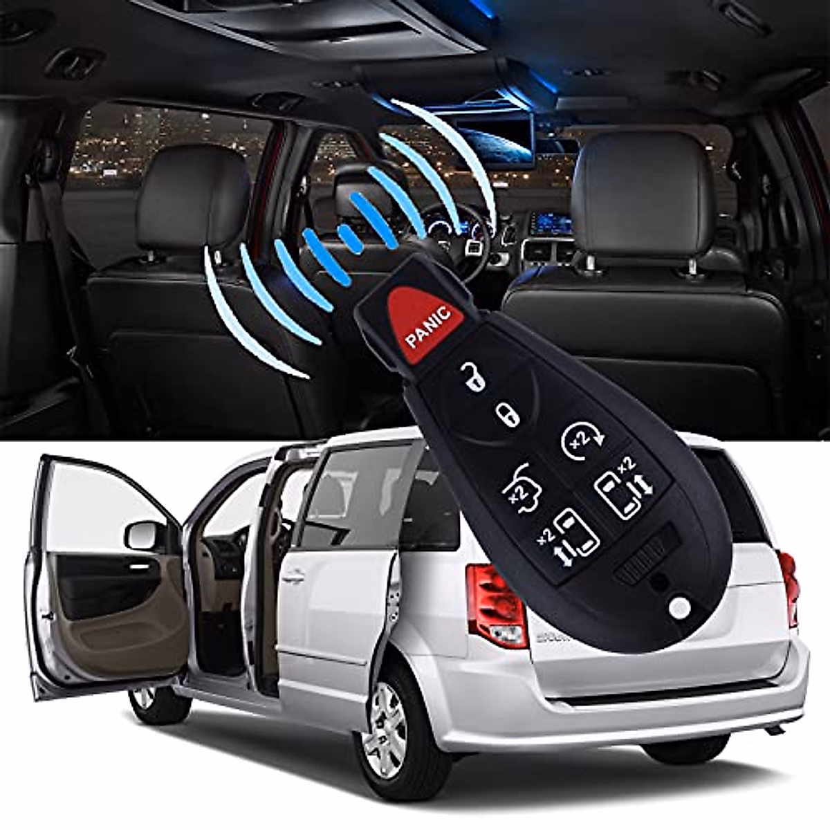 Keyless Entry Remote Control Key Fob for 2008-2020 Dodge Grand Caravan/Chrysler Town and Country（M3N5WY783X） Pack of 2