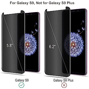 [2-Pack] SUKER Galaxy S9 Privacy Tempered Glass Anti-Spy Screen Protector [3D Curved] [Case Friendly] [9H Hardness] for Samsung Galaxy S9 (5.8"), Anti-Scratch, Bubble Free