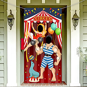 Carnival Circus Party Decoration Carnival Photo Door Banner Backdrop Props, Large Photo Door Banner for Carnival Circus Party Decor Game Supplies (Hercules)