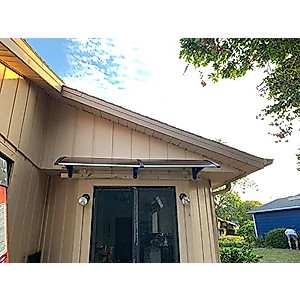 Choies 40" x 40" Window Awning Polycarbonate Door Canopy Cover Outdoor Patio Front Door Garden Awning Canopy UV Rain Snow Sunlight Protection One Piece Hollow Sheet,Dark Brown Canopy/Black Bracket