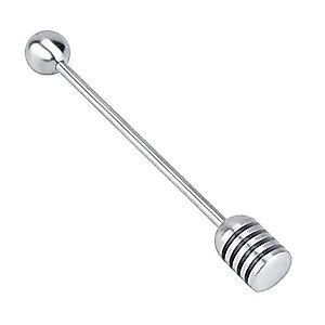 Honey and Syrup Dipper Stick Server Honey Spoon Stainless Steel Honey Dipper Stirrer Spoon Mixing Stick Tool Serve Solid for Honey Pot Jar Containers Silver