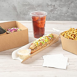 Restaurantware Bio Tek 11.8 x 2 x 1.3 Inch Hot Dog Trays 200 Open-Design Hot Dog Containers - Greaseproof Recyclable Kraft Paper Hot Dog Serving Trays