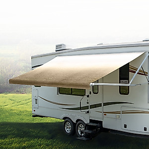 RecPro RV Awning Fabric Replacement | Width Options from 8 to 22 Feet | Variety of Color Options | 8' (96") Length RV Awning Replacement | Premium Vinyl (18' - Actual Width 17' 1", Tan/Camel Fade)