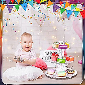 Vesici 2 Set of 3 Tier Pink Snowflake Party Cupcake Stand It's Cold Outside Baby Shower Tier Cardboard Cupcake Tray for Girls Birthday Gender Reveal Wedding Winter Party Supplies