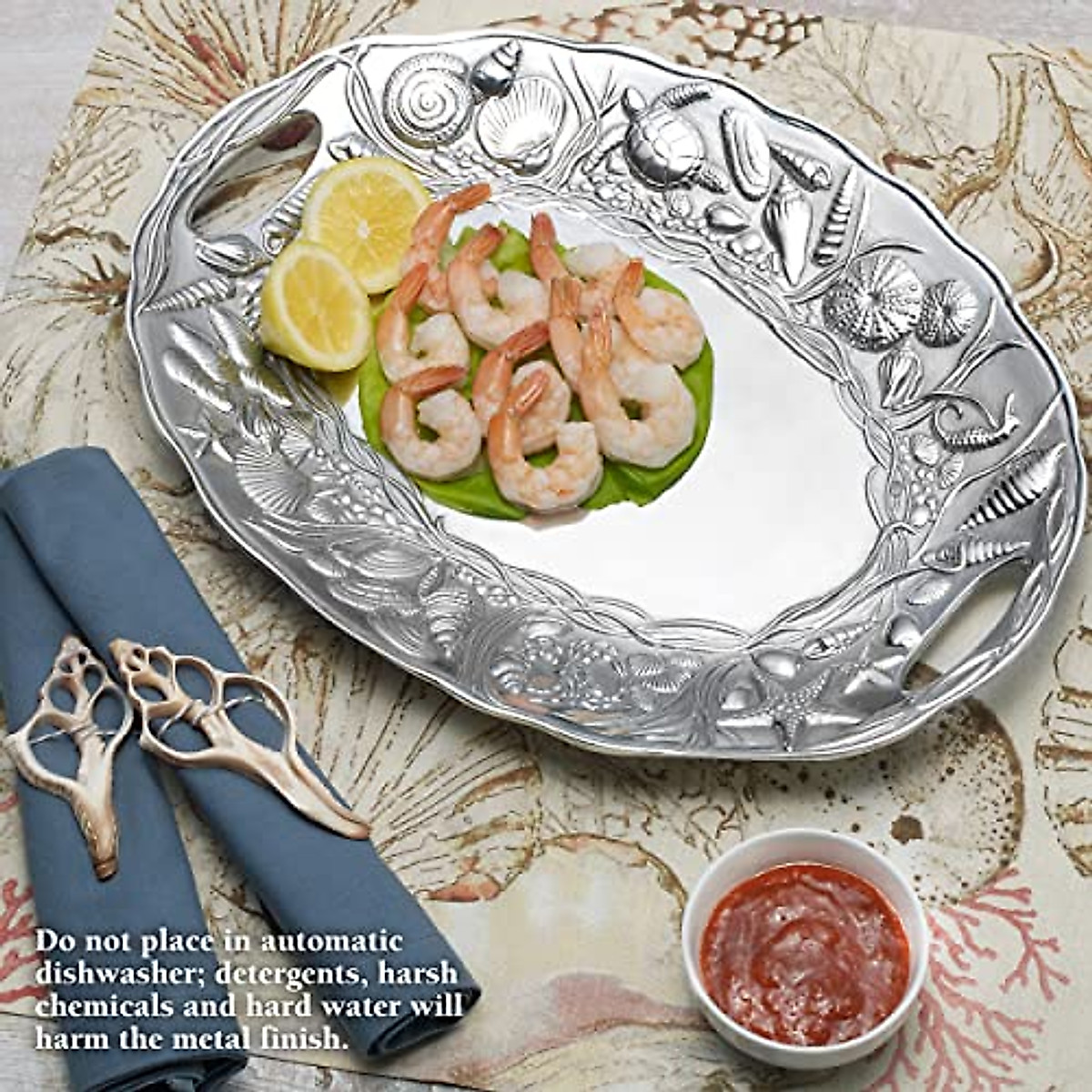 Wilton Armetale Coastal Handle Serving Tray, 16-Inch-by-11.75-Inch