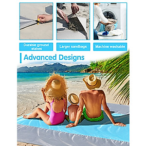 anngrowy Beach Tent Canopy 10'x10' Beach Tents Sun Shelter 6-8 Person Beach Canopy Tent Sun Shade Easy Setup, Beach Blanket Sandproof 10' x 9' Beach Mat Sand Free Waterproof Beach Blankets Extra Large