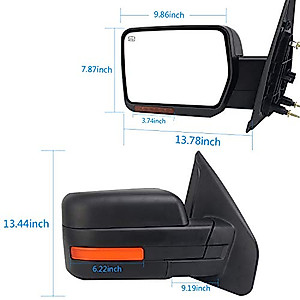 Perfit Zone TOWING MIRROR Replacement Fit For RIGHT Passenger Side F150 07-14 POWERED,BLACK,HEATED,W/AMBER SIGNAL