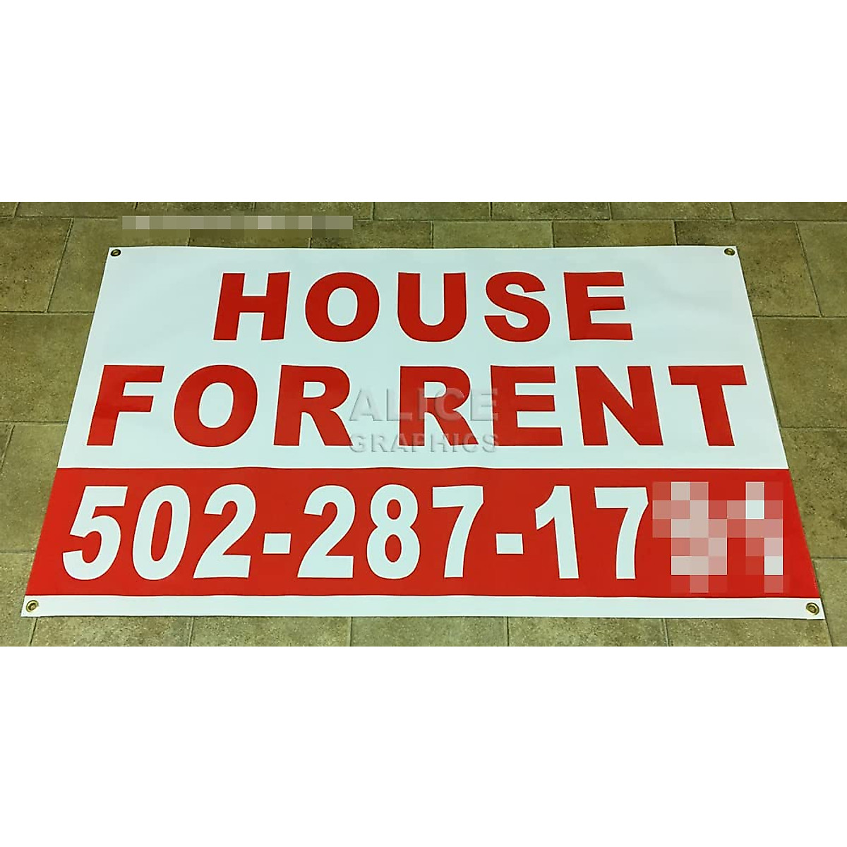 Alice Graphics 28" X 46" Custom Printed HOUSE FOR RENT Banner Sign with Your Phone Number (Design #2), Existing Text Change Available (Optional)