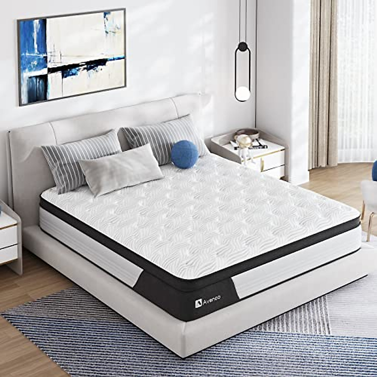 Avenco California King Mattress 12 Inch, Hybrid Mattress Cal King Medium Firm, Cal King Mattress in a Box with Pocketed Springs CertiPUR-US Foam Mattress, Supportive, Pressure Relief, Edge Support