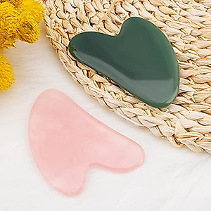 Natural Jade Stone Gua Sha Massage Board Rose Quartz Guasha Plate Jade Face Massager Scrapers Tools for Face Neck Back Body,as Shown