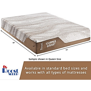 Roost Copper Smart 14-Inch Thermic Gel Memory Foam Mattress with Copper Infused Cover for Cool and Comfortable Sleep, Easy Set Up and Durable Copper Mattress, Full
