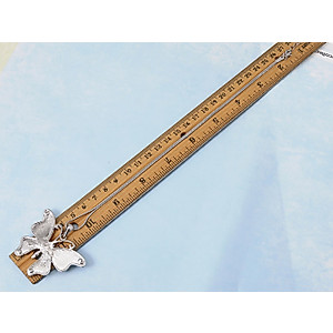 Alilang Silvery Tone Abalone Colored Stones Black White Butterfly Pendant Necklace