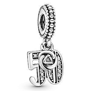 Pandora Jewelry 50 Years of Love Cubic Zirconia Charm in Sterling Silver, No Box