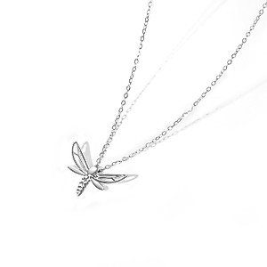 Carleen 14k Solid Gold CZ Simulated Diamond Small Cute Dragonfly Necklace Dainty Delicate Everyday Fine Jewelry Statement Pendant Valentines Day Gifts for Women Girls, 16+2" Gold Chain