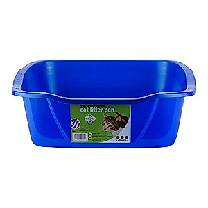 Van Ness Pets Medium Open Cat Litter Box, Space-Saving Pan Size, Blue, CP2 Blue Large