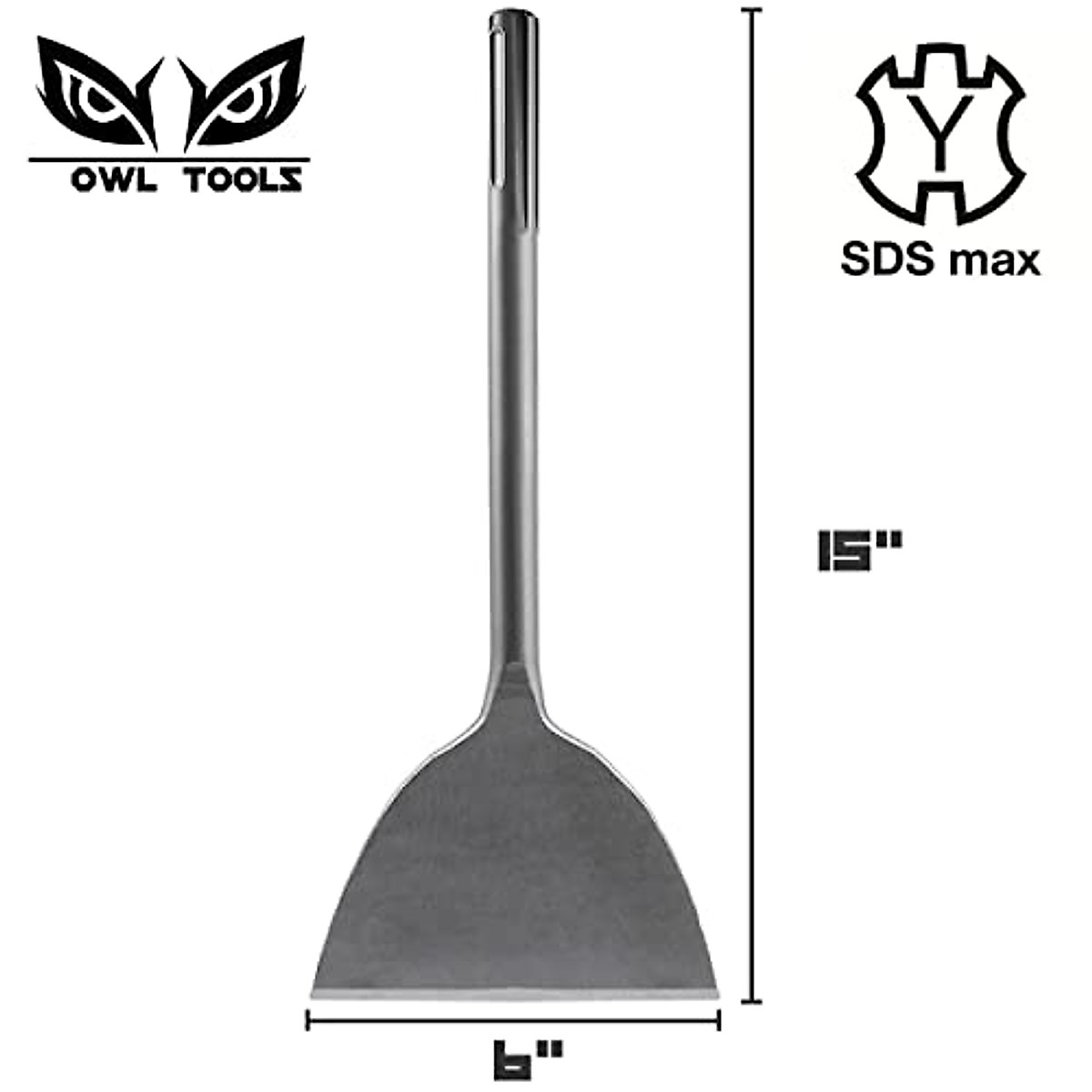 Owl Tools 6" Wide SDS Max Chisel Bit (Industrial Grade - 6" x 14") Tile Grout Thinset Removal Tool - Compatible with All SDS Max Rotary Hammers