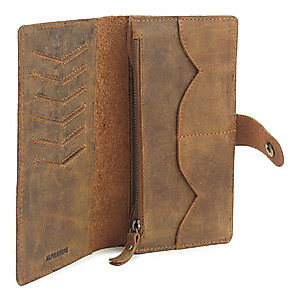 ALPHAHIDE Genuine Leather Wallet for Women - RFID Blocking Ladies Clutch - Ladies Phone Wallet - Raw Leather Purse - Zipper Pocket - Gift Boxed (Tan)