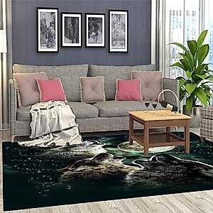 Wolves Room Decor Rug 2x4ft/24x48in/60x120cm Polyester Area Rug Mat for Living Dining Dorm Room Bedroom Home Decorative - Durable and Stylish Rug for Various Spaces