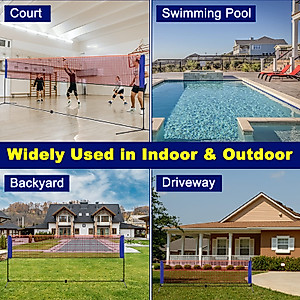 PATIKIL 14Ft Portable Badminton Net, Pickleball Net Set Height Adjustable Tennis Net with Carry Bag for Volleyball Soccer Outdoor Backyard Beach, Black