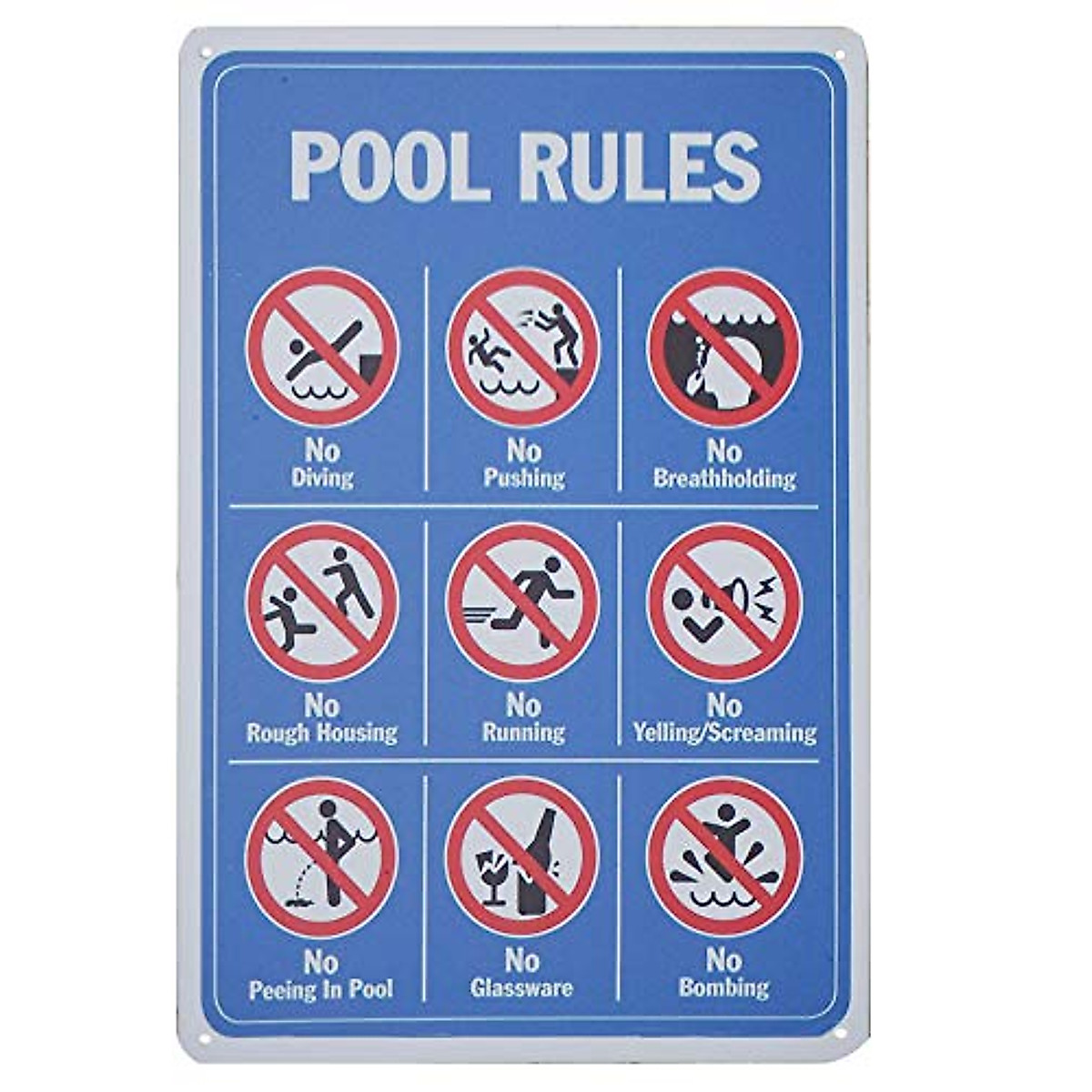 Monifith Pool Rules Sign No Diving No Pushing No Running No Peeing for Commercial Swimming Pools Yard Signs 8X12 Inch