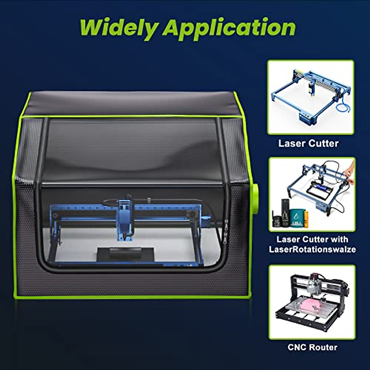 BROVR Laser Engraver Enclosure with Exhaust Fan, Pipe, LED Light, Fireproof Laser Enclosure for Most Laser Cutter, Laser Accessories Effectively Isolates 99% of Smoke, Odor & Dust, Noise Reduction