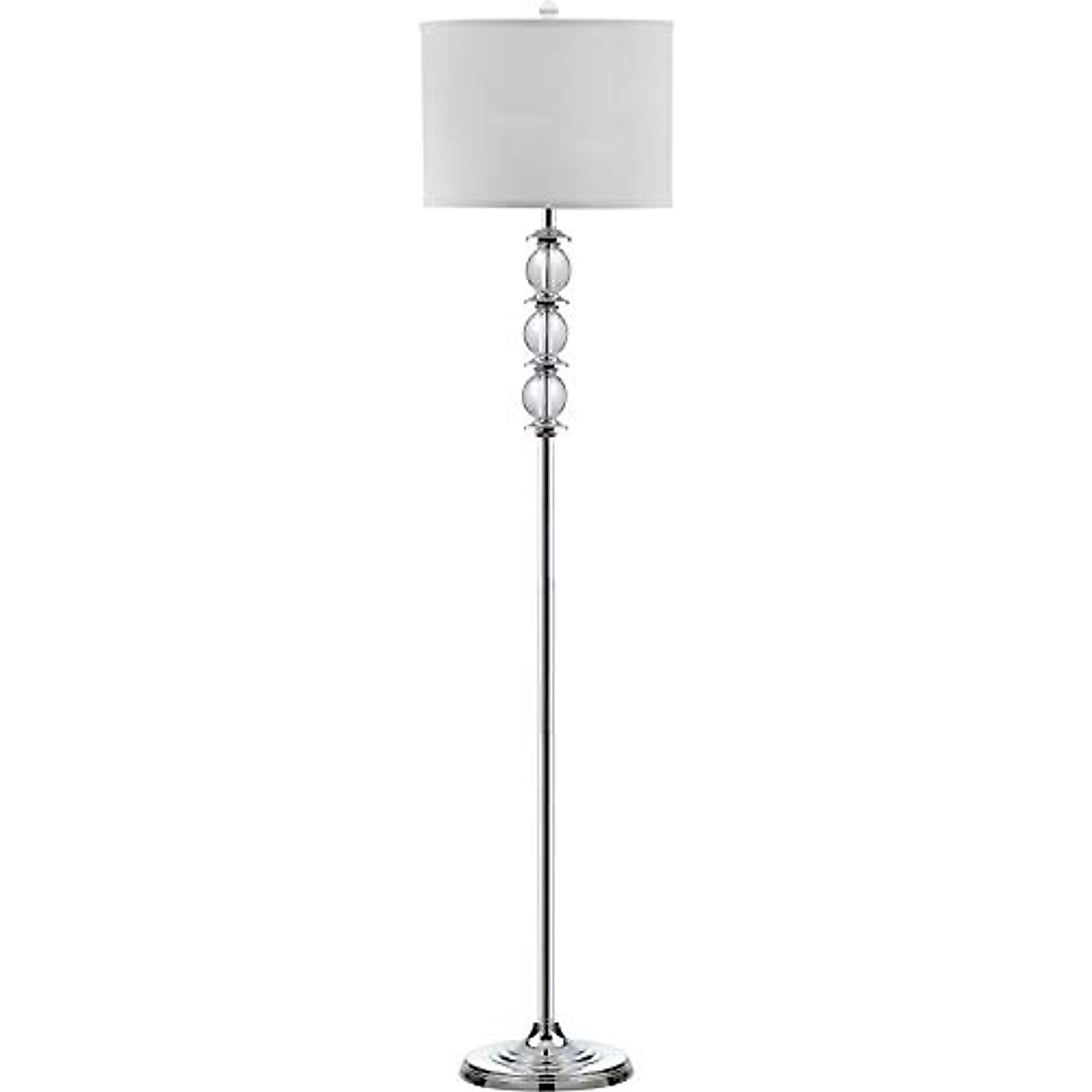 SAFAVIEH Lighting Collection Riga Clear Crystal/ Chrome 60-inch Living Room Bedroom Home Office Standing Floor Lamp (LED Bulb Included)