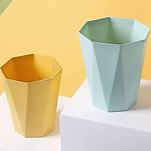 Qinlee Spruce Sleek and Stylish Polygonal Plastic Small Wastebasket Trash Can for Bedroom, Living Room, Home Office, Children's Room Garbage Container Bin(Mustard Yellow,S/7.8"x9.5")