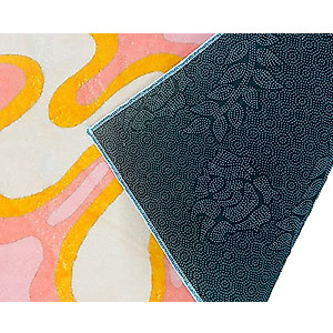 Vintage Abstract Area Rug 3x5 Faux Wool Accent Rug Soft Non-Slip Aesthetic Geometric Bedroom Rug Machine Washable Floor Mat Carpet for Bedroom Living Room