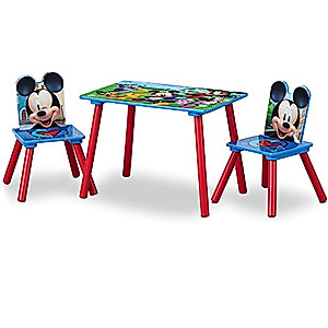 PZCXBFH Mickey Mouse 4-Piece Toddler Playroom– Set Includes Table and 2 Chairs and 6 Boxes of Toy Storage