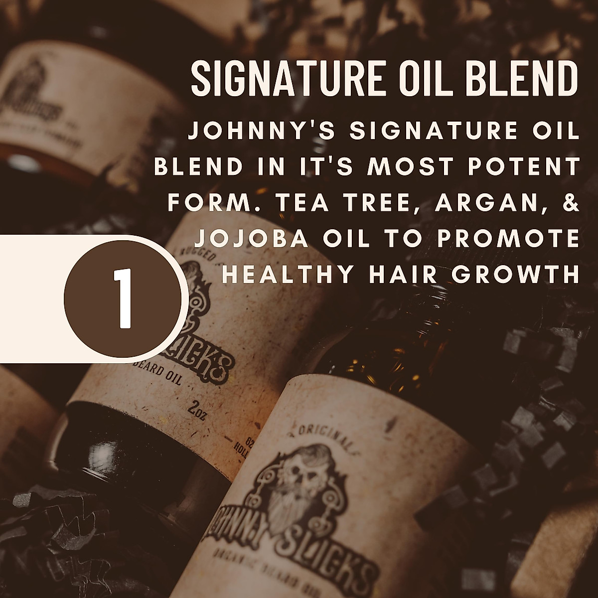 Johnny Slicks Organic Beard Oil | Moisturizes, Reduces Dry Skin & Itch | US Made, Veteran Owned (Chemical-free w/Tea Tree, Jojoba, Coconut & Argan), Original