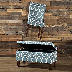 HomePop Parsons Classic Upholstered Accent Dining Chair, Set of 2, Teal and Cream Geometric