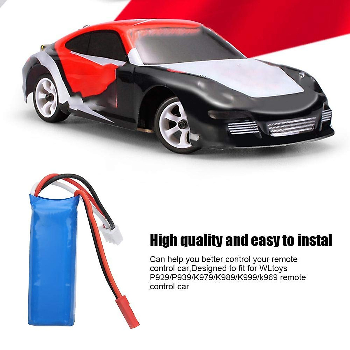 Dilwe 7.4 V 450MAH RC Vehicle Battery, RC Toys Parts Compatible for WLtoys P929/ P939/ K979/ K989/ K999/ K969 Remote Control Car