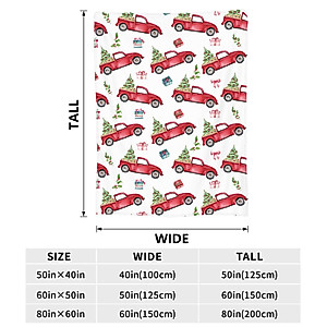 Blanket Red Truck and Christmas Tree, Soft Warm Lightweight Throw Blanket, for Boys & Girls - 40"x50" Soft Fleece Blankets