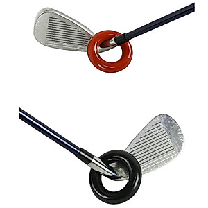 DGZZI Golf Weighted Swing Ring 2PCS Black and Red Golf Club Warm Up Weight Swing Round for Men Women Golfer Practice