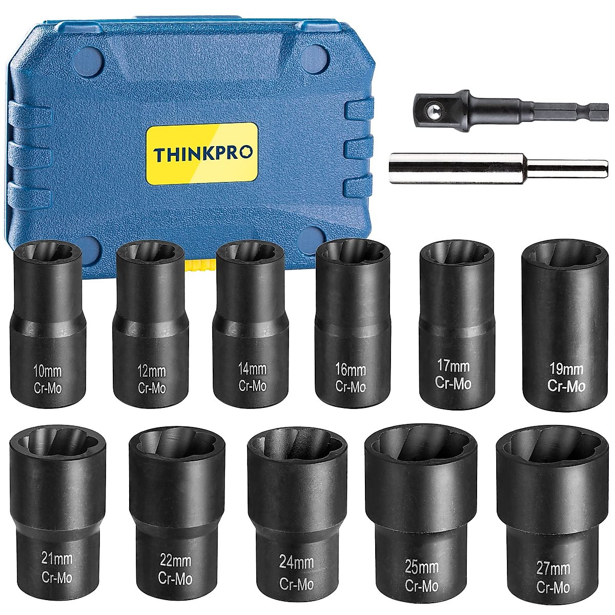 THINKPRO Lug Nut Removal Tool,13 PCS Lug Nut Socket Set, 1/2-Inch Drive Bolt Nut Extractor Kit, Easy Out Lug Nut remover for Damaged, Frozen, Studs, Rusted, Rounded-Off Bolts & Nuts Screws