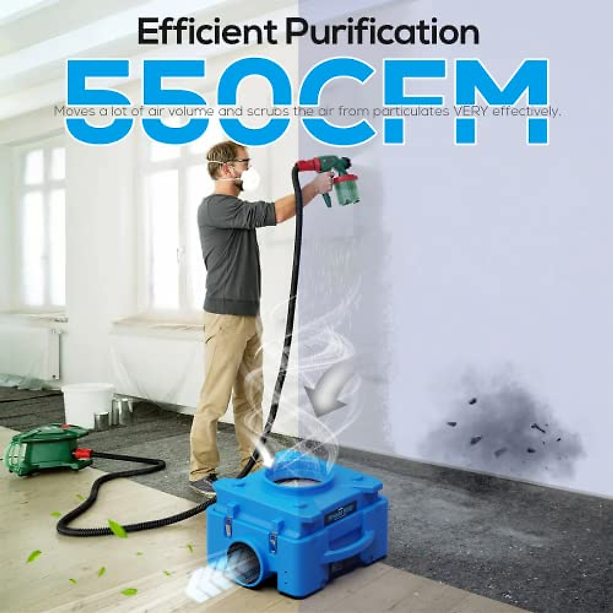 CADPXS Shield-550 Negative Machine Airbourne Cleaner HEPA Scrubber Water Damage Restoration Equipment Air Purifier, Air Scrubbers