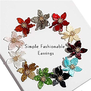 Boho Stud Earrings for Women - Chic Flower Statement Earrings with Gold Flower Bud, Great for Sister, Mom, Lover and Friends