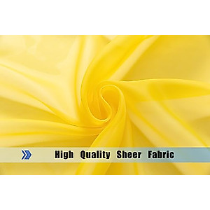 WPM Yellow Color Sheer Curtains 58" Wide x 84" Long 2 Panels Livingroom Window Treatment Rod Pocket Sheer Voile for Bedroom, Kitchen, Children Room Fully Stitched and Hemmed