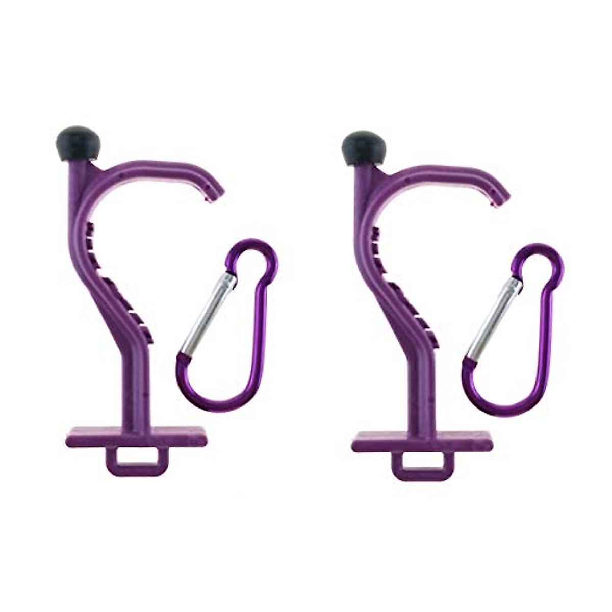 Kooty Key Germ Utility Hook Tool- Avoid Touching Bacteria Ridden Surfaces- Carabiner Included (Colors May Vary) (2 Pack, Purple)