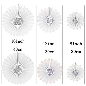 Black White Party Hanging Paper Fans Decorations - Wedding Retirement Graduation Birthday Party Engagement Bridal Shower Party Ceiling Hangings Photo Booth Backdrops Decorations, 12pc