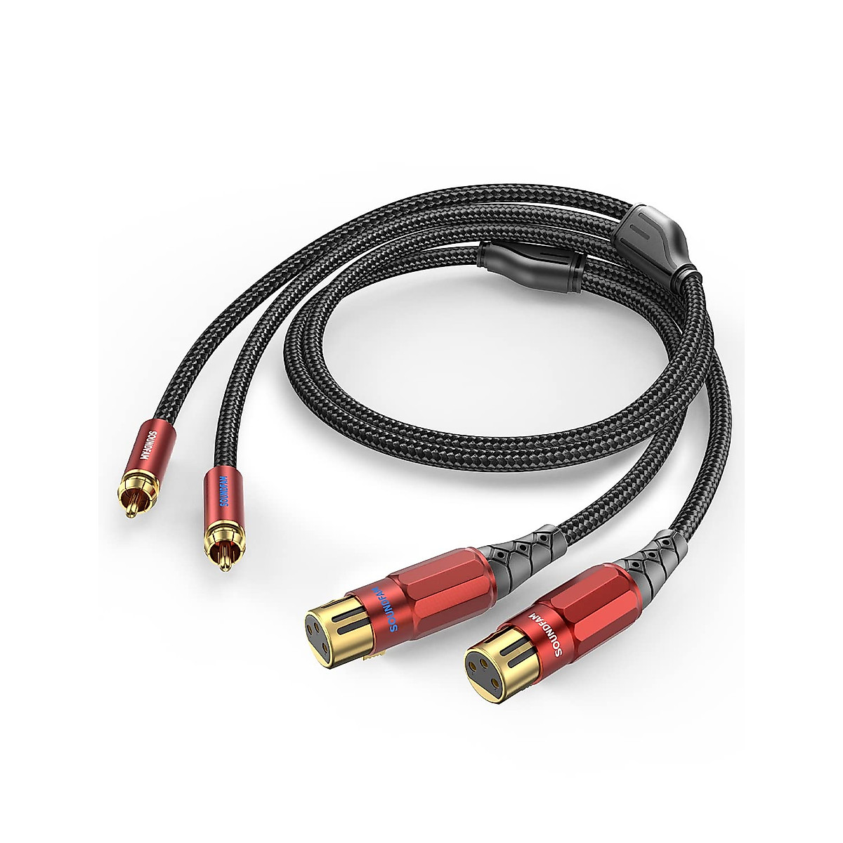 SOUNDFAM RCA to XLR Female Cable 10 Feet, 2 RCA Male to 2 XLR Female Phono Cable Adapter, Balanced 3pin XLR to Unbalanced RCA Speaker Cable for Amplifier Mixer Microphone - Wine Red…