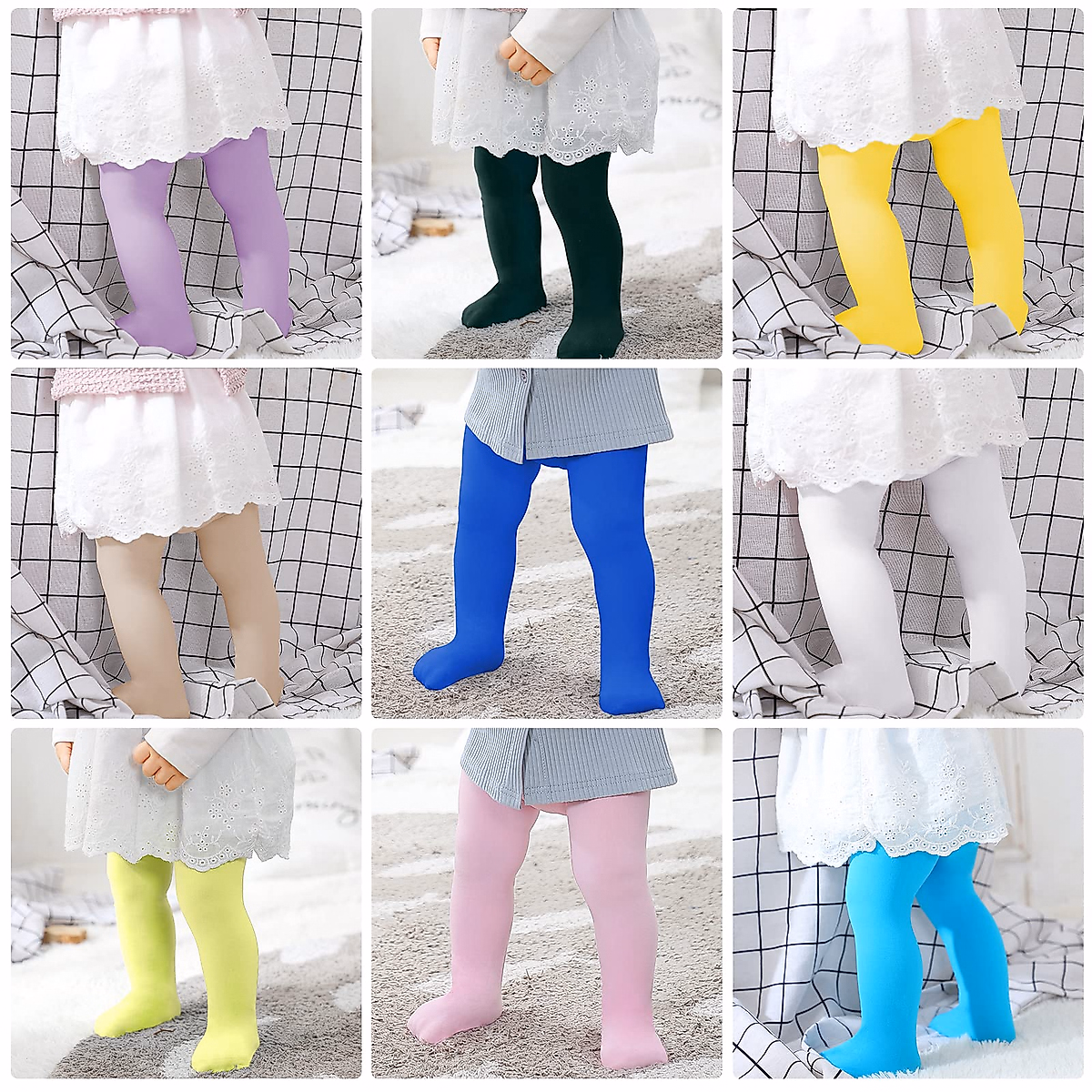 Baby Girls Dance Tights Toddler Footed Ballet Tights Stockings for Girls School Uniform Pants Leggings for Baby Girls White&Pink&Black-3 Pairs 3-6 Years