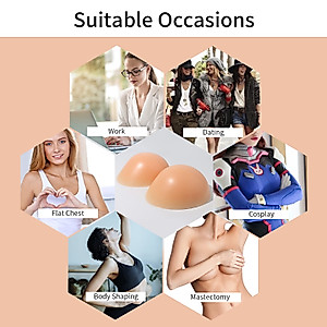 Polreta Pair Concave Breast Forms,Mastcetomy Silicone Breast Prosthesis Bra Inserts Enhancer Pads