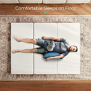 LINSY LIVING Folding Mattress Topper, 4 Inch Trifold Mattress Topper with Washable Tencel Cover, Full Memory Foam Mattess Topper, Foldable, Portable, Easy Storage, Full Size, 74" * 53"