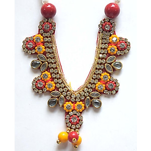 Handmade Orange Red Bead Bal Krishna/Ganesh Ornaments Haar Mala for 1" To 3" Laddu Gopal Idol, Devi Maa/Radha Rani/Laddu Gopal Shringar Haar Mala R