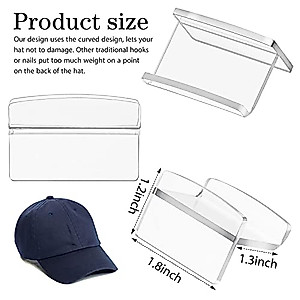 18 Pieces Hat Rack for Wall Hat Holder Hat Hooks Acrylic Hat Display Rack Adhesive Hat Hanger Minimalist Hard Strong Hat Shelf Organizer for Baseball Hats for Door, Closet, Office, Bedroom (Clear)